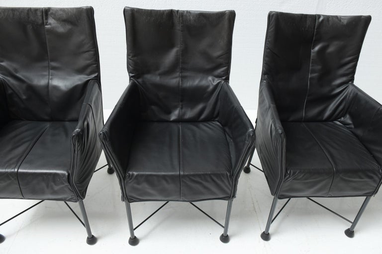 6 x Chaplin Vintage Leather Dining Chairs by Gerard van den Berg for ...