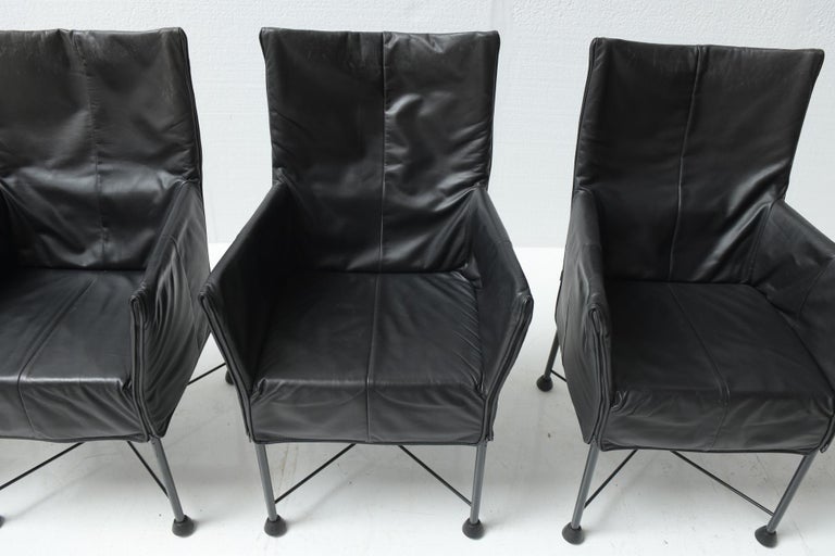 6 x Chaplin Vintage Leather Dining Chairs by Gerard van den Berg for ...
