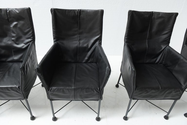 6 x Chaplin Vintage Leather Dining Chairs by Gerard van den Berg for ...