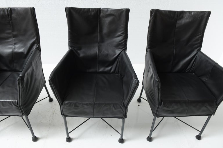 6 x Chaplin Vintage Leather Dining Chairs by Gerard van den Berg for ...