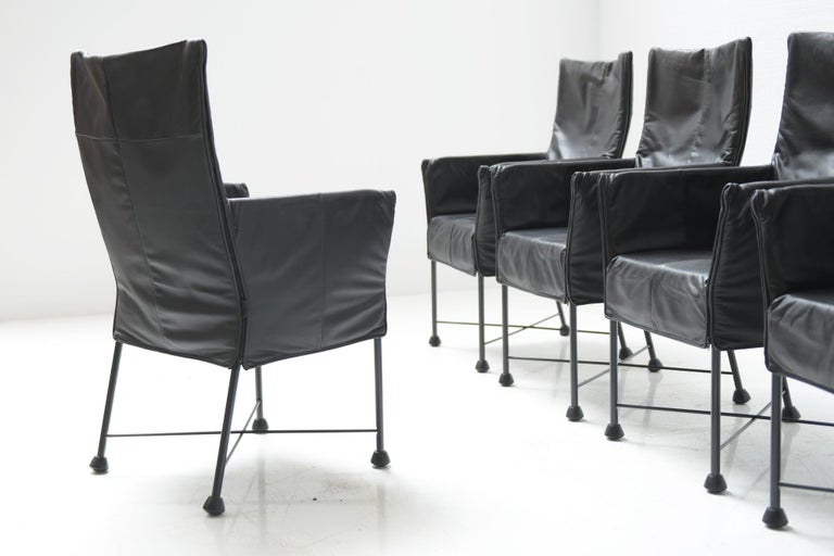 6 x Chaplin Vintage Leather Dining Chairs by Gerard van den Berg for ...