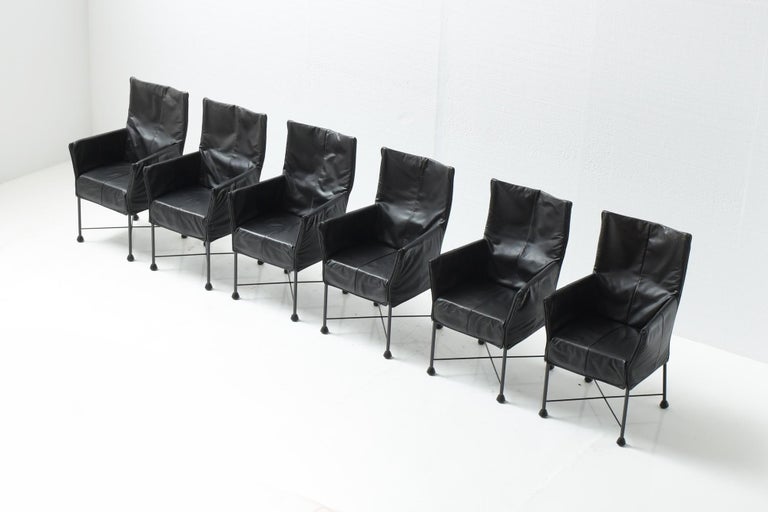 6 x Chaplin Vintage Leather Dining Chairs by Gerard van den Berg for ...