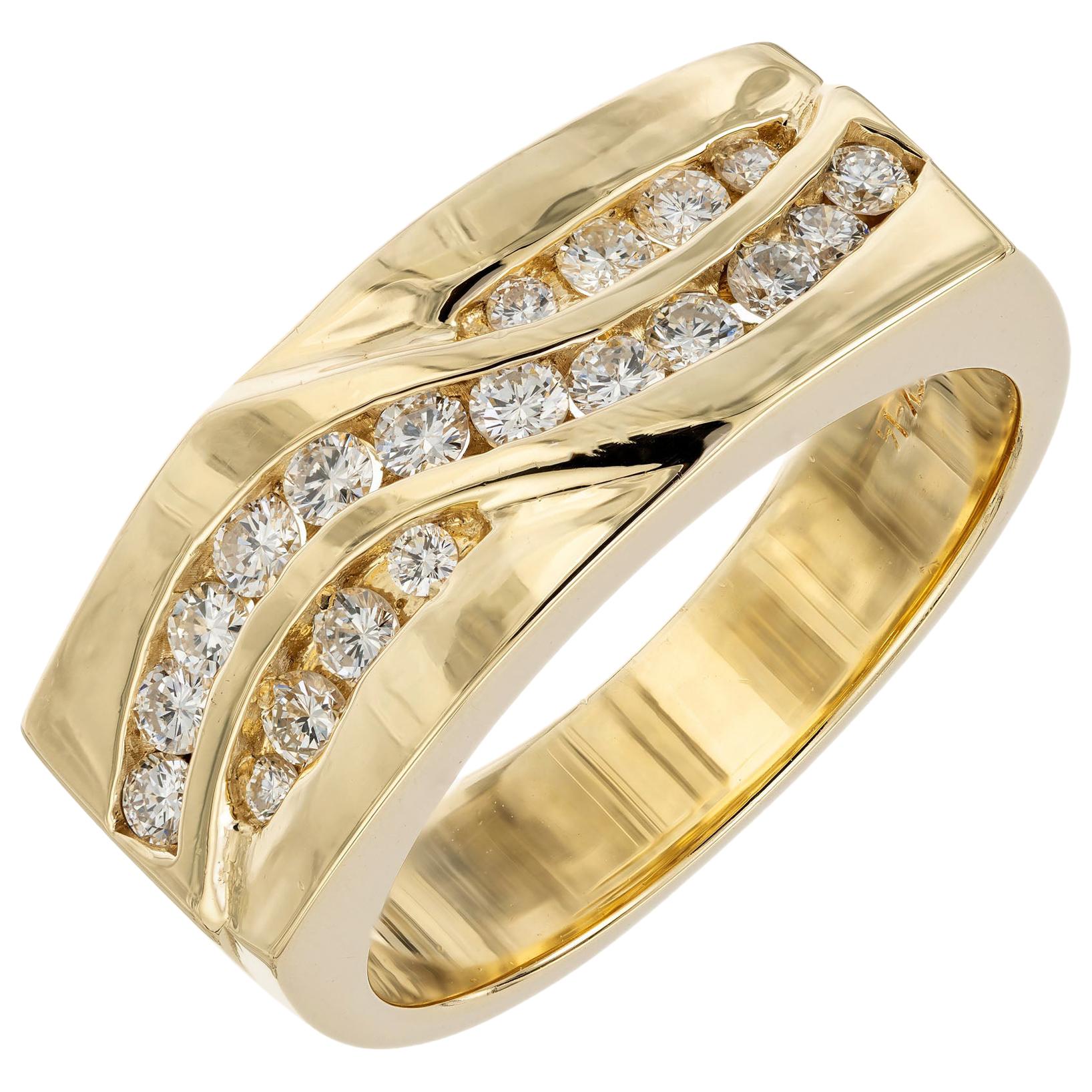 .60 Carat Ruby Diamond Yellow Criss-Cross Gold Band Ring at 1stDibs