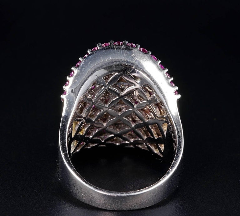 6.0 Carat G VVS Diamond 5.50 Carat Pink Sapphire Wide Ring For Sale at ...