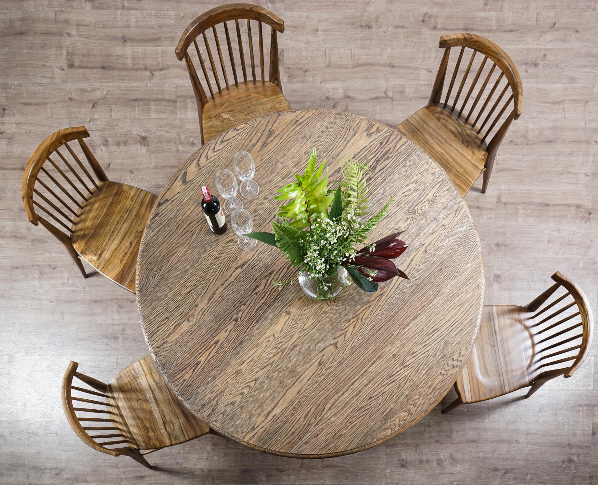 Diameter Solid Oak Dining Table in a Sandblasted Autumn Finish For Sale ...