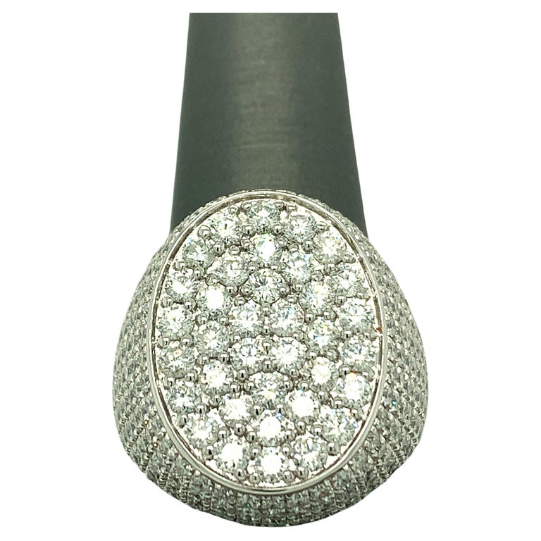 6.00ct Pave Set Diamond 14K White Gold Oval Platform Wide Band Ring For ...