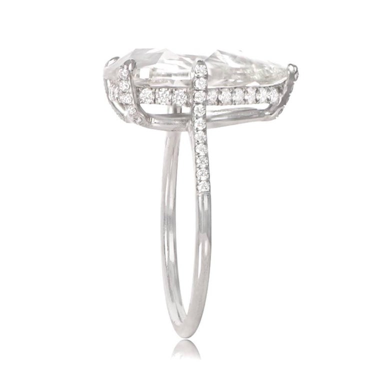 6.00ct Rose-Cut Pear-Shaped Diamond Engagement Ring in Micro-Pave ...