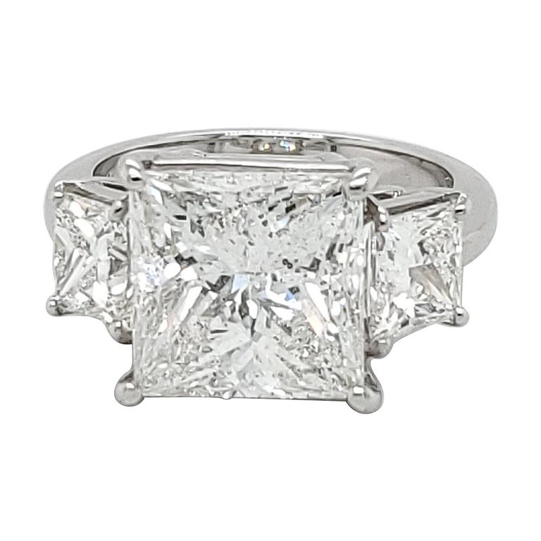 6.04 Carat Princess Cut Three-Stone Ring at 1stDibs | three stone ...