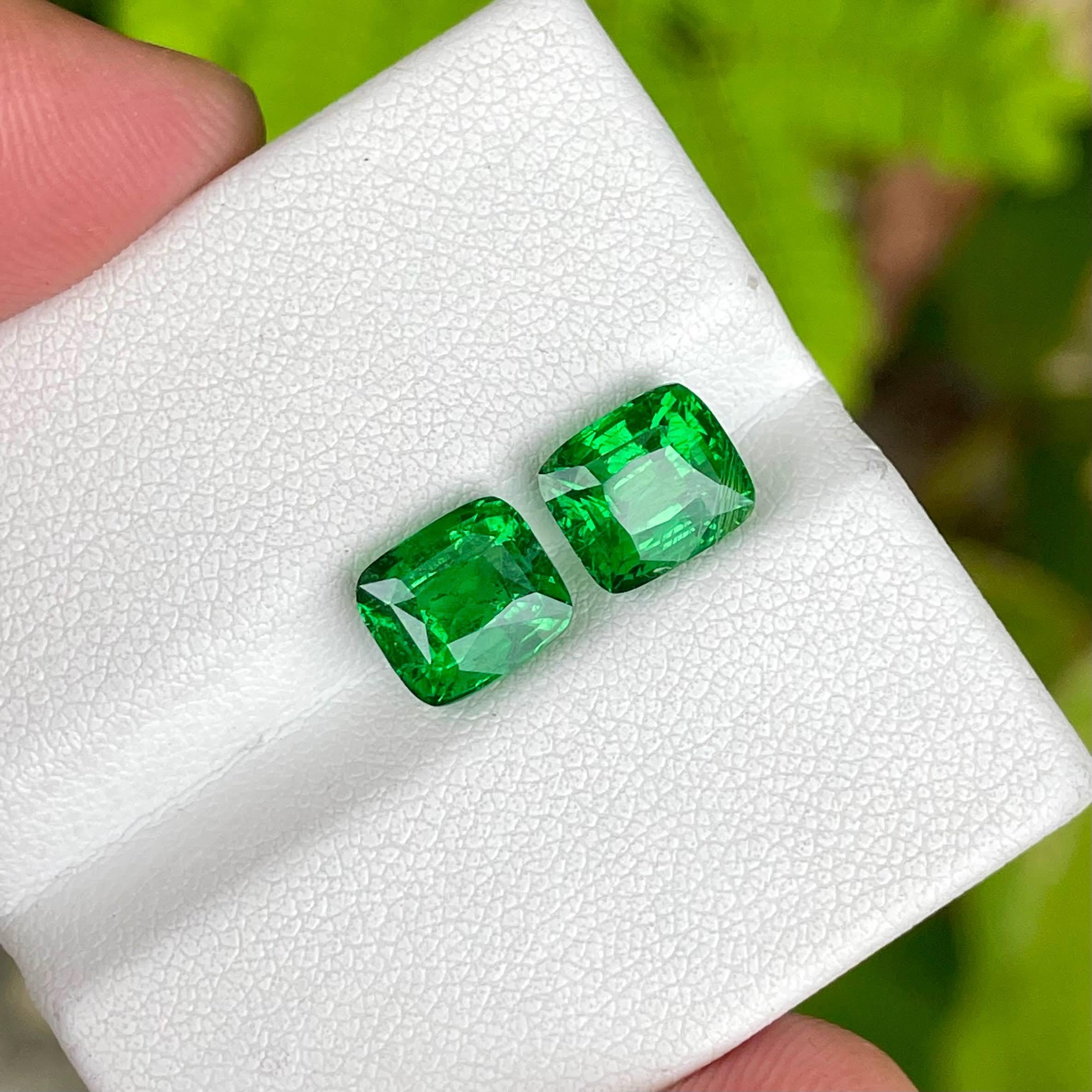 6.05 Carats Tsavorite Garnet Pair Cushion Cut Natural Gemstone From ...