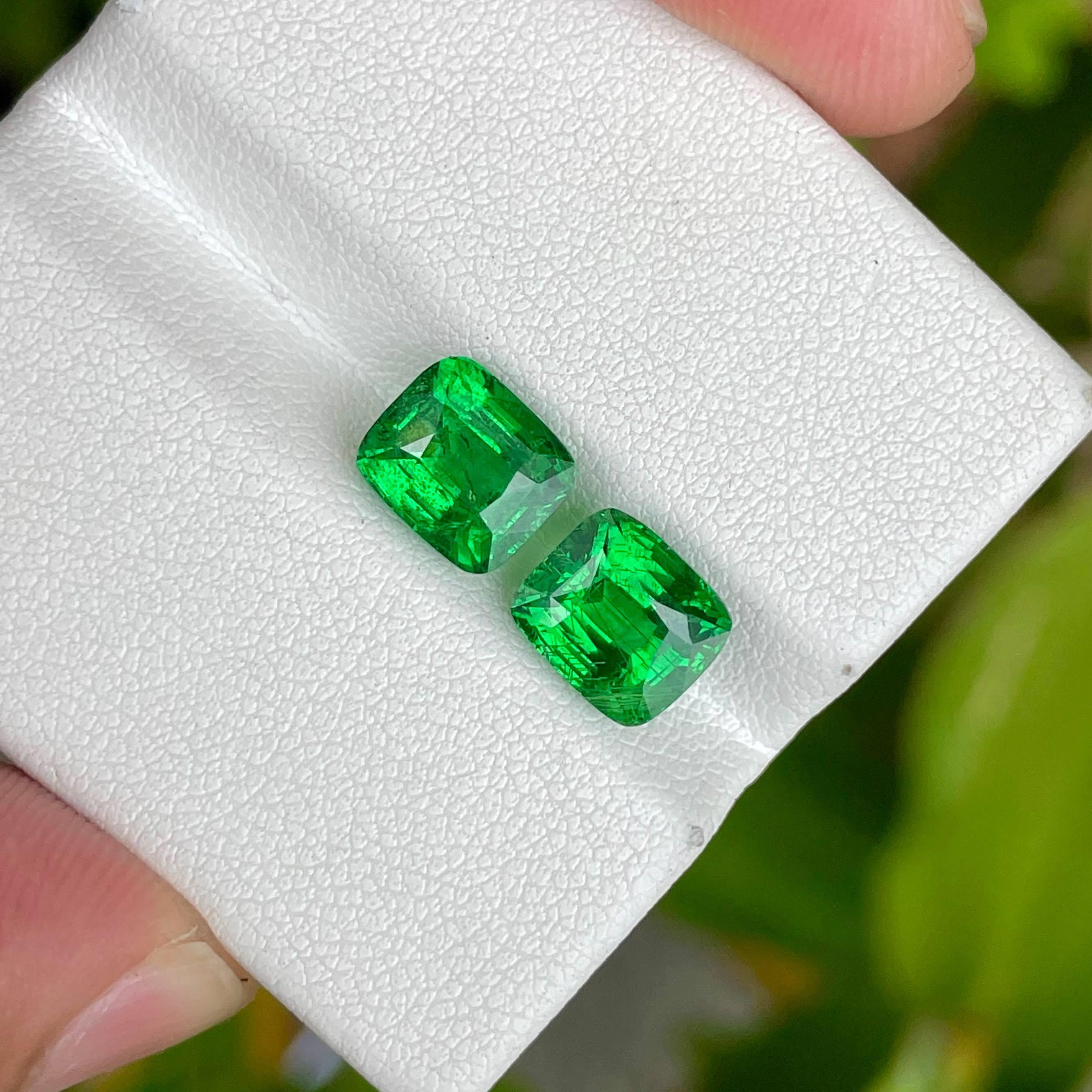 6.05 Carats Tsavorite Garnet Pair Cushion Cut Natural Gemstone From ...
