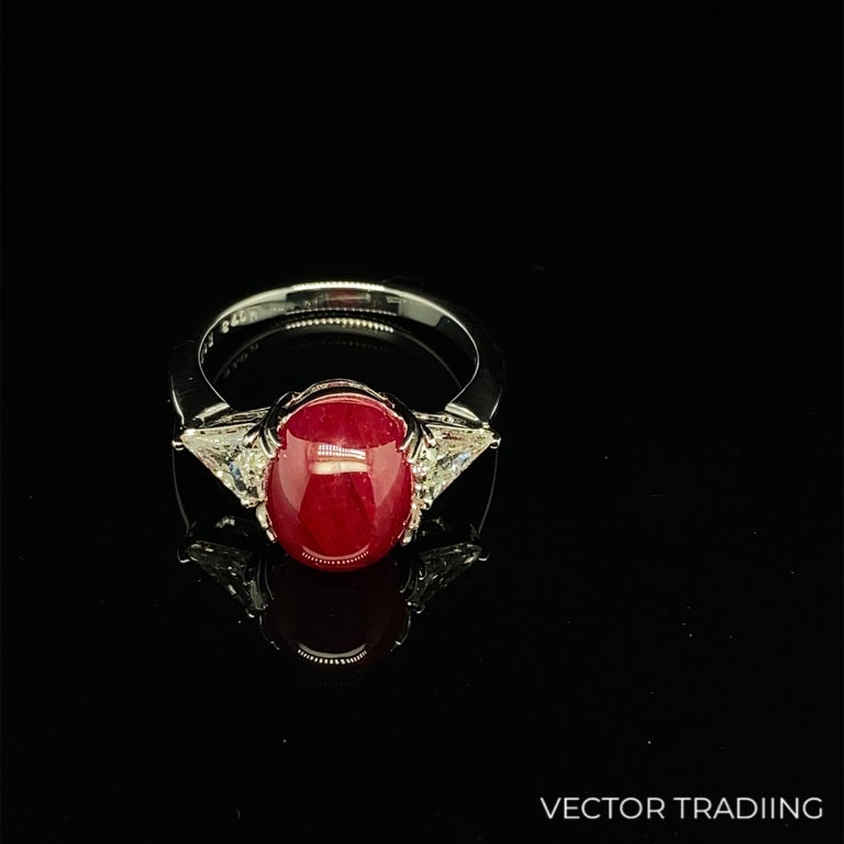6.07 Carat LOTUS Certified No Heat Ruby and White Diamond Engagement ...