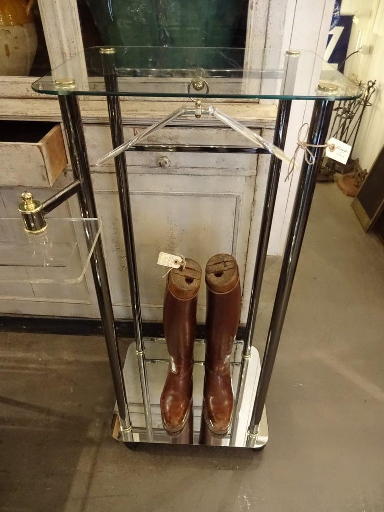 1960s-1970s France Cool and Detailed Valet-Plexi Glass, Chrome, Brass ...