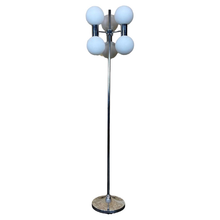 60s 70s Lamp Light Floor Lamp Metal Glass Space Age Design For Sale at ...