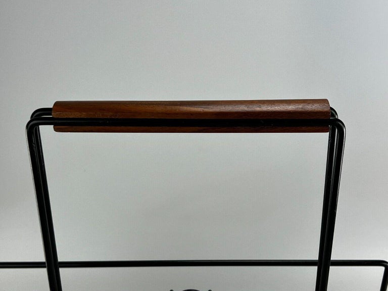 60's 70's Newspaper Holder Newspaper Rack Metal Teak Mid Century Design ...
