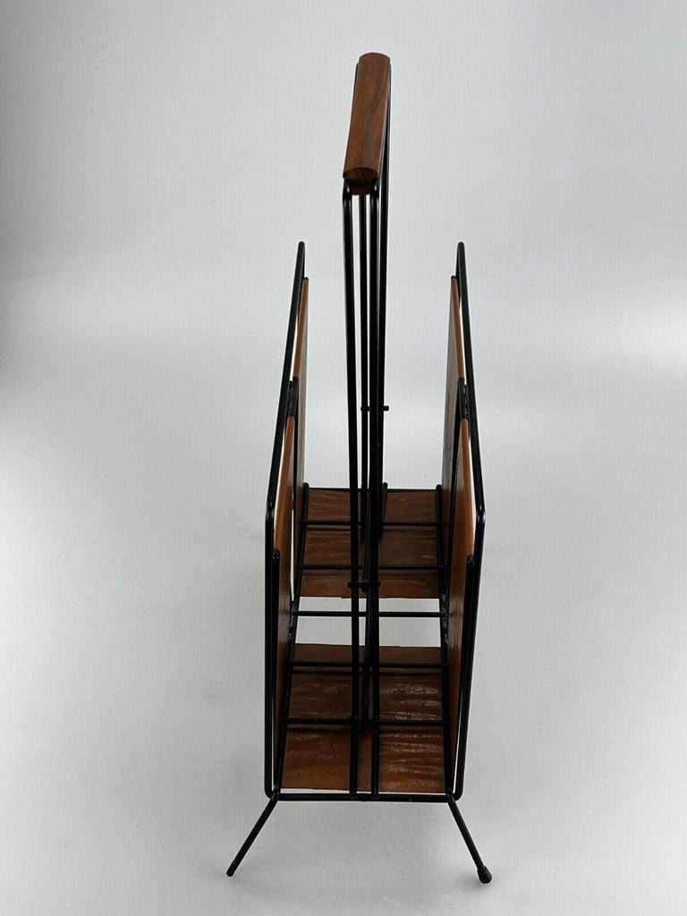 60's 70's Newspaper Holder Newspaper Rack Metal Teak Mid Century Design ...