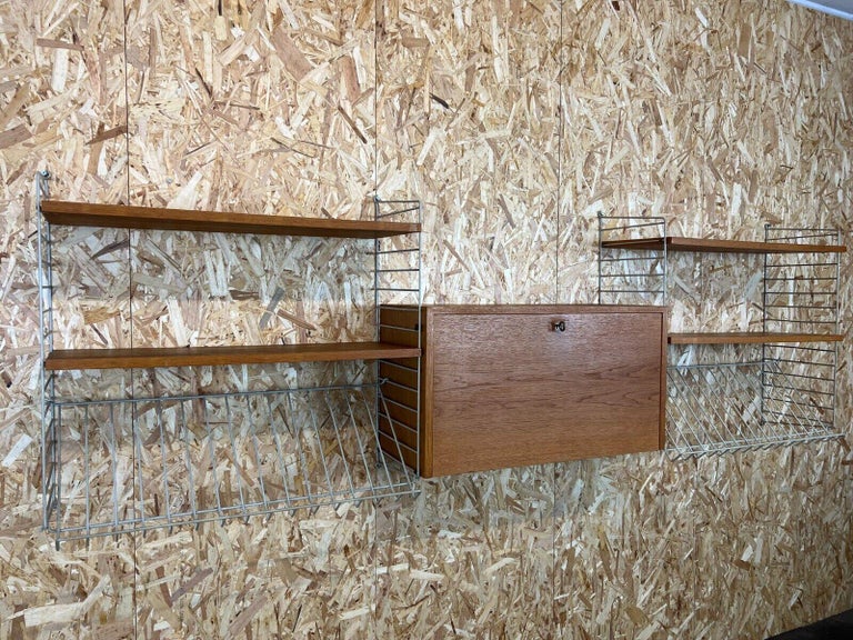 60's 70's oak string shelf module by Kajsa and Nils "Nisse" Strinning ...
