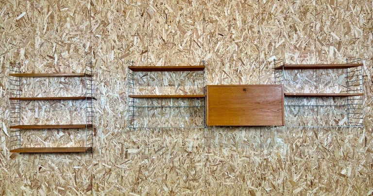 60's 70's oak string shelf module by Kajsa and Nils "Nisse" Strinning ...