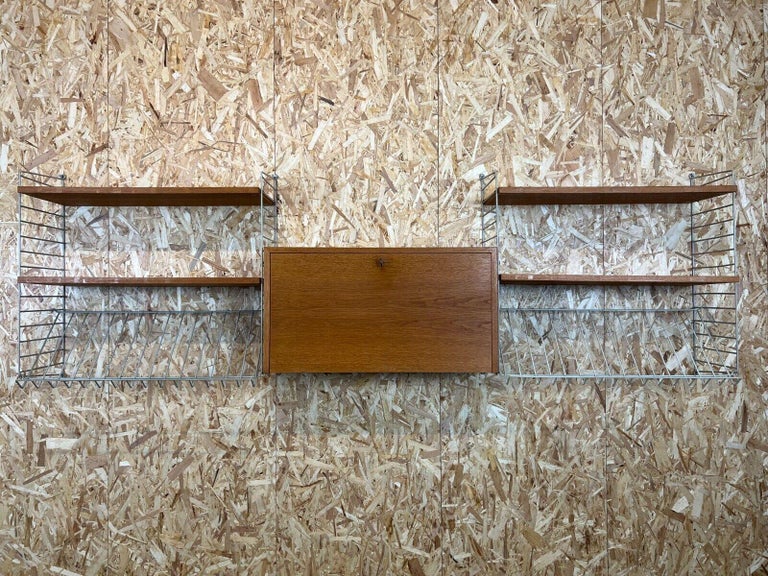 60's 70's oak string shelf module by Kajsa and Nils "Nisse" Strinning ...