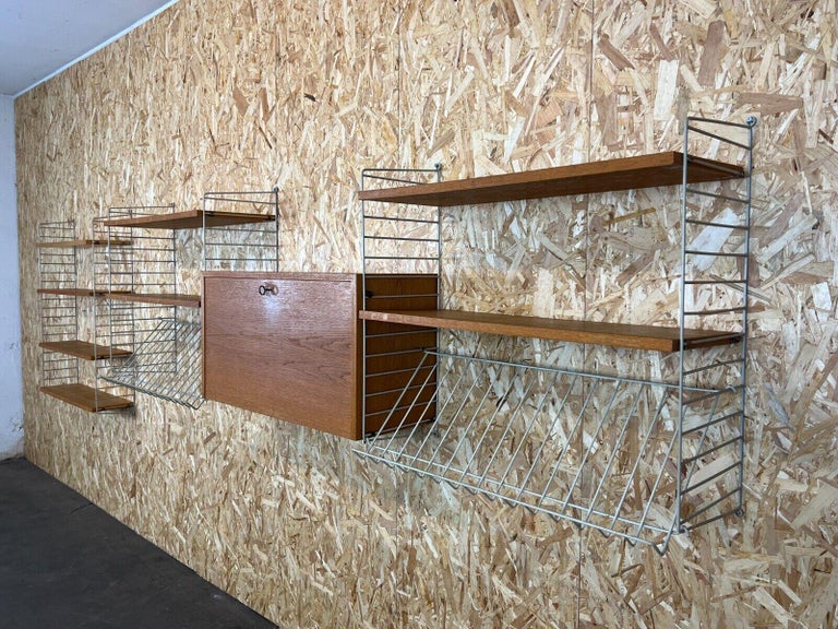 60's 70's oak string shelf module by Kajsa and Nils "Nisse" Strinning ...