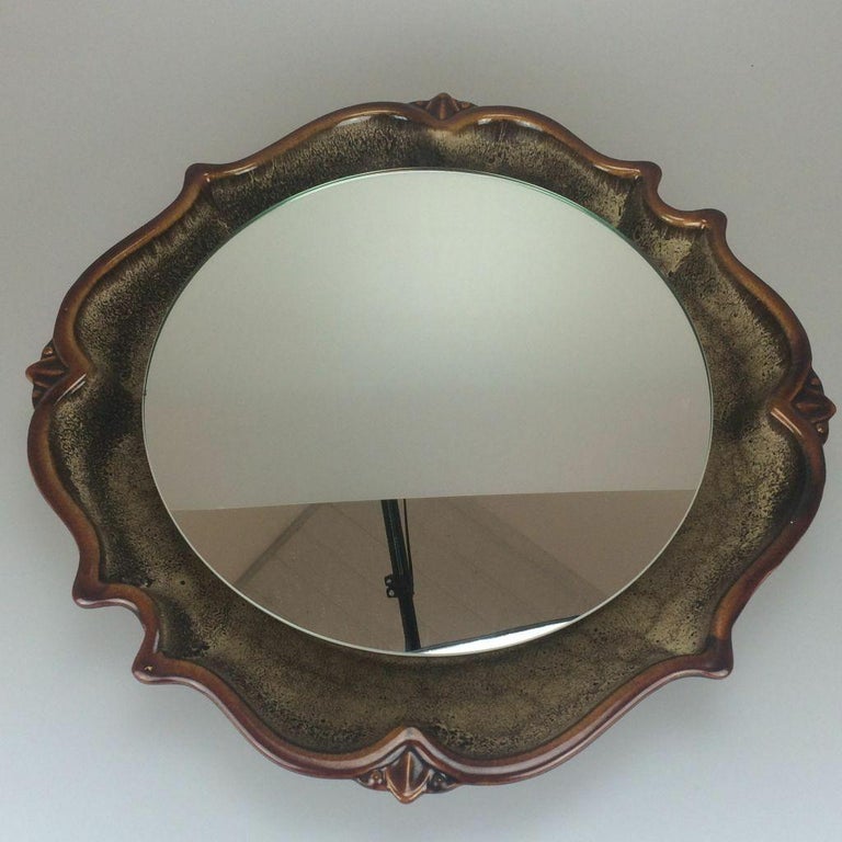 60s 70's Wall Mirror Ceramic Pan Illuminated Space Age Design For Sale ...