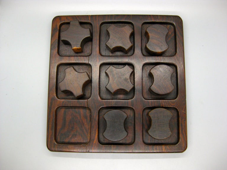 60's Don S Shoemaker for Senal Carved Rosewood Tic-tac-toe Game Mexico ...