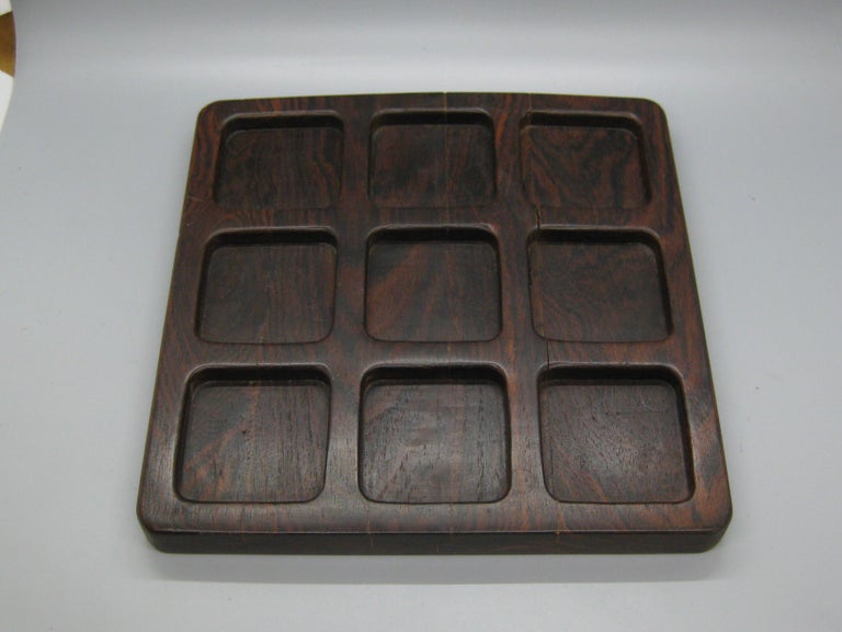 60's Don S Shoemaker for Senal Carved Rosewood Tic-tac-toe Game Mexico ...