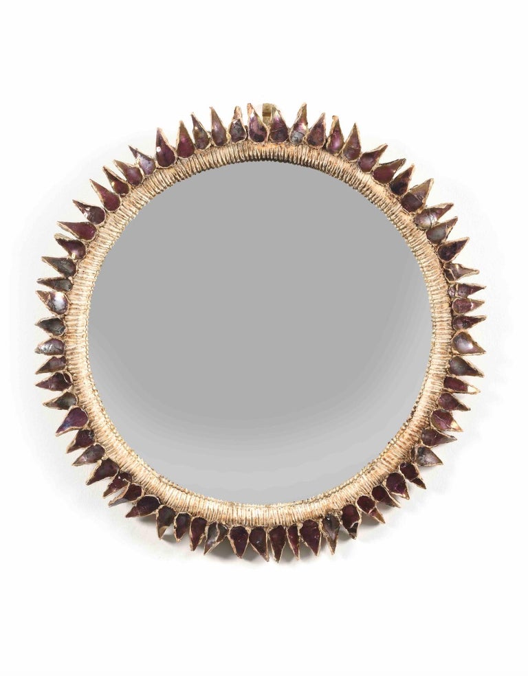 Line Vautrin 'Pink Thistle' Mirror from the '60s For Sale at 1stDibs