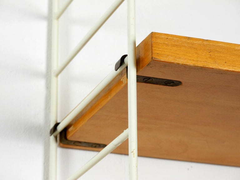 1960s Nisse Strinning String Wall Shelf with White Ladders and Shelf ...