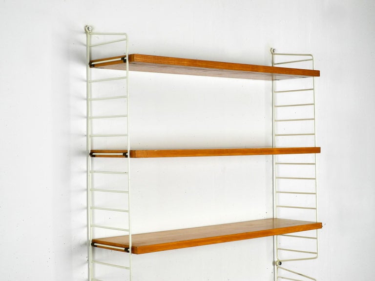 1960s Nisse Strinning String Wall Shelf with White Ladders and Shelf ...
