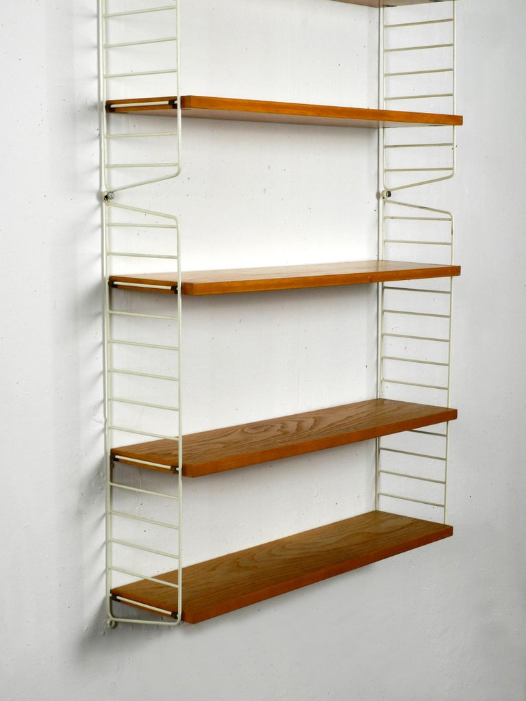1960s Nisse Strinning String Wall Shelf with White Ladders and Shelf ...