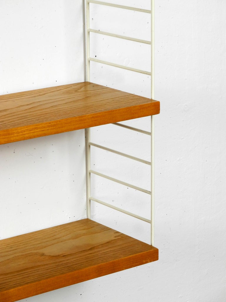 1960s Nisse Strinning String Wall Shelf with White Ladders and Shelf ...