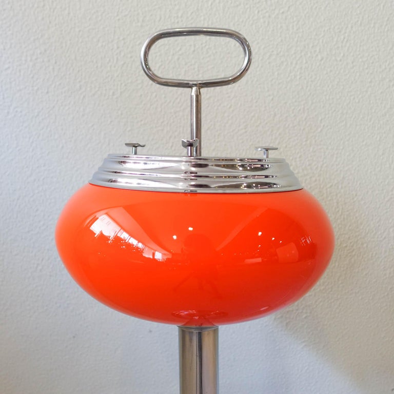 60’s Orange Portuguese Opaline Glass Ashtray Floor Lamp For Sale at 1stDibs