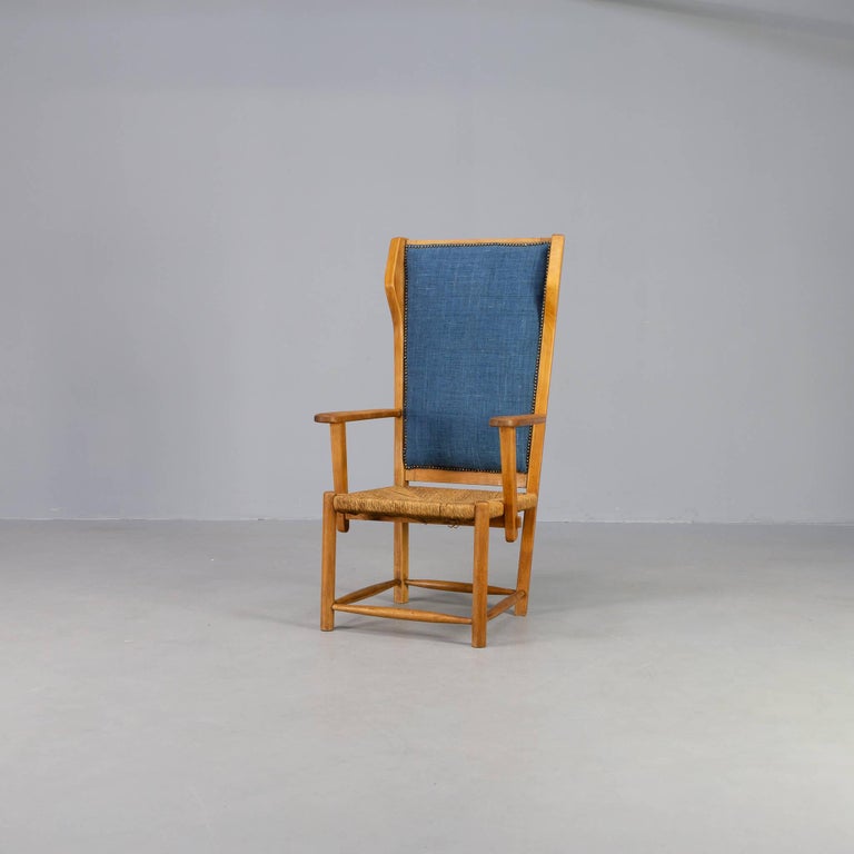 60s Orkney Oak Wooden and Wicker Chair For Sale at 1stDibs