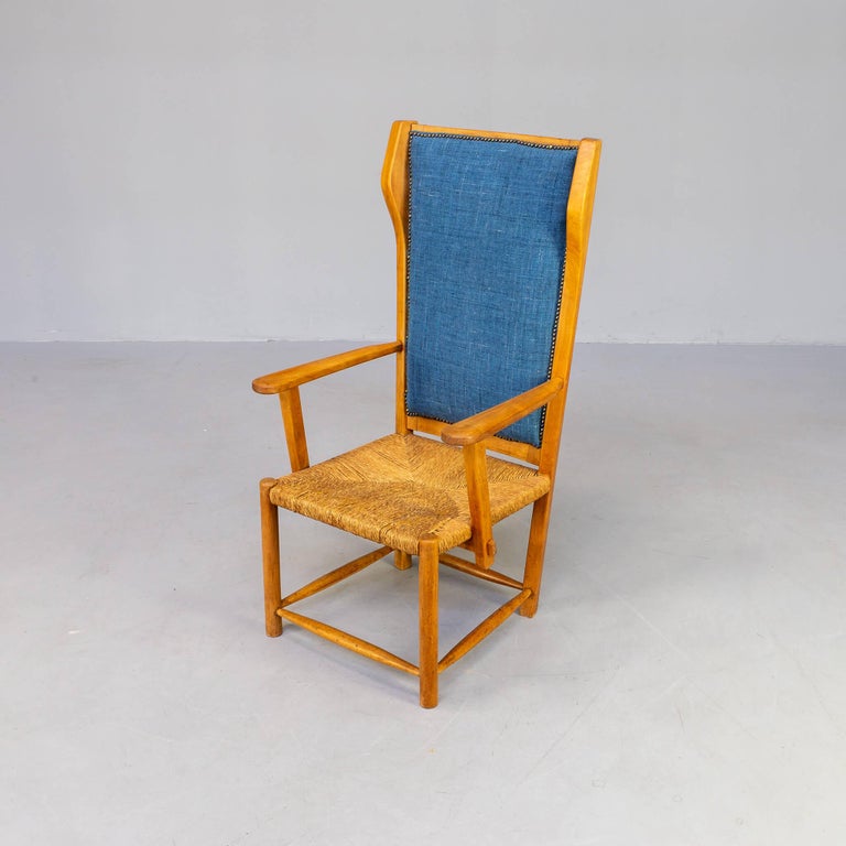 60s Orkney Oak Wooden and Wicker Chair For Sale at 1stDibs