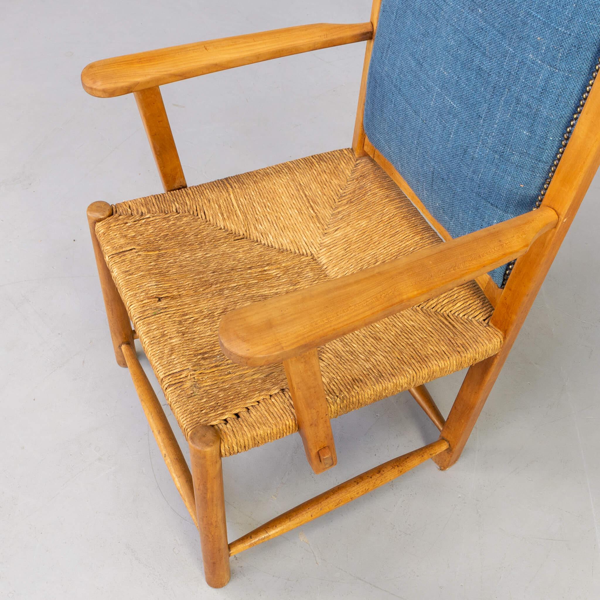 60s Orkney Oak Wooden and Wicker Chair For Sale at 1stDibs
