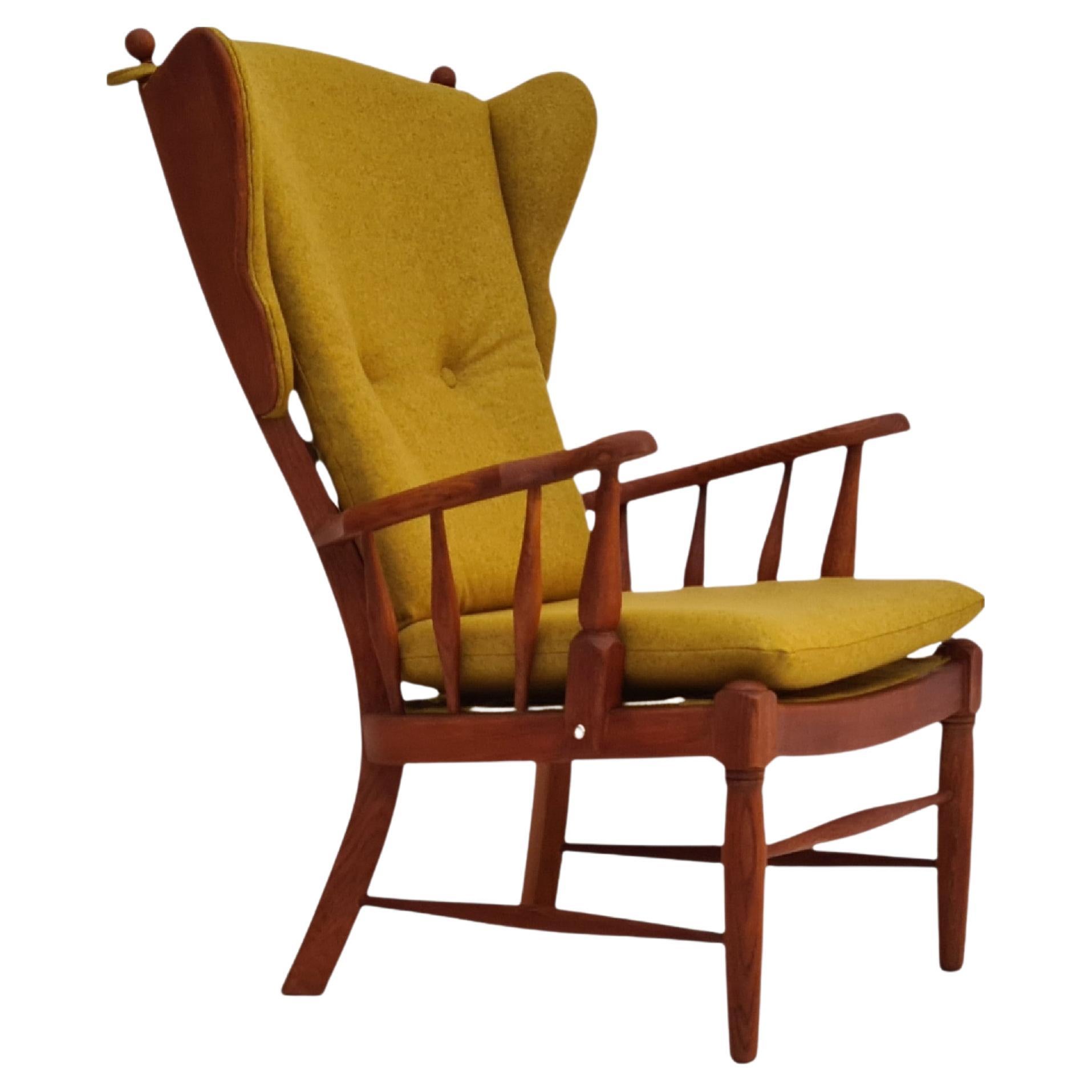 60s, Completely Reupholstered Danish Relax Armchair, Furniture Wool ...