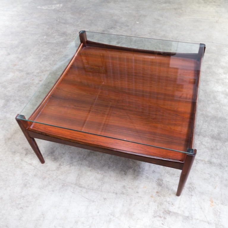 1960s Square Rosewood Coffee Table For Sale at 1stDibs