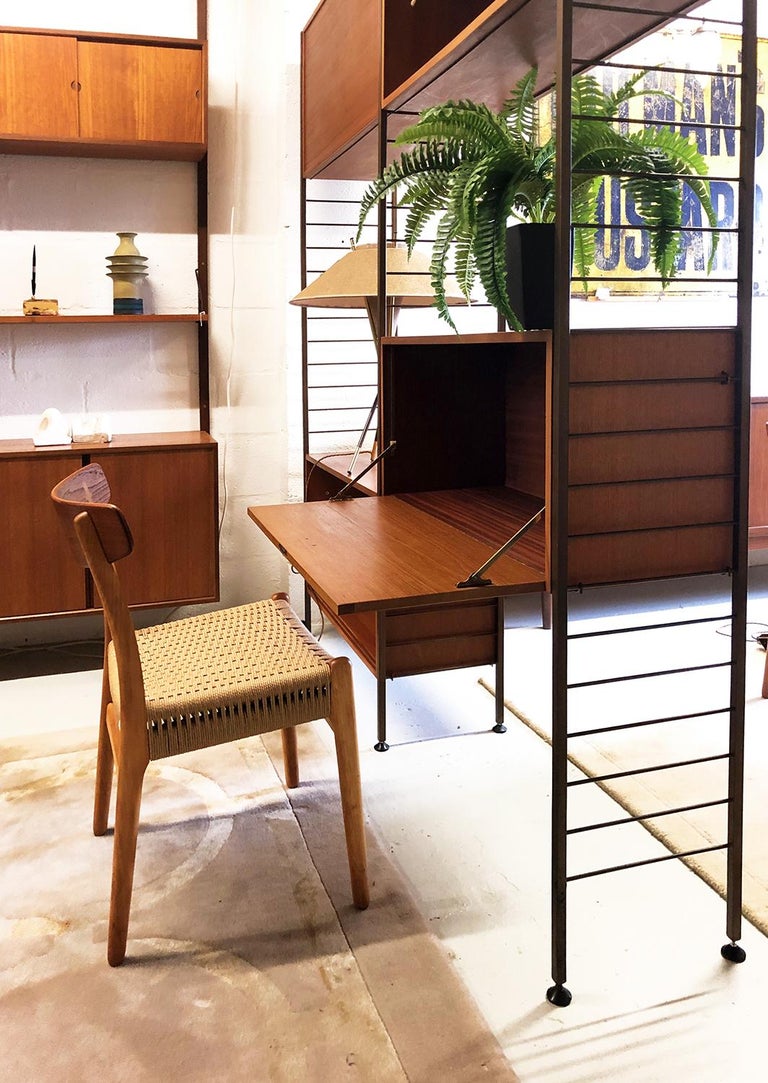 60s Staples Ladderax Freestanding Modular Teak Shelving System Room ...
