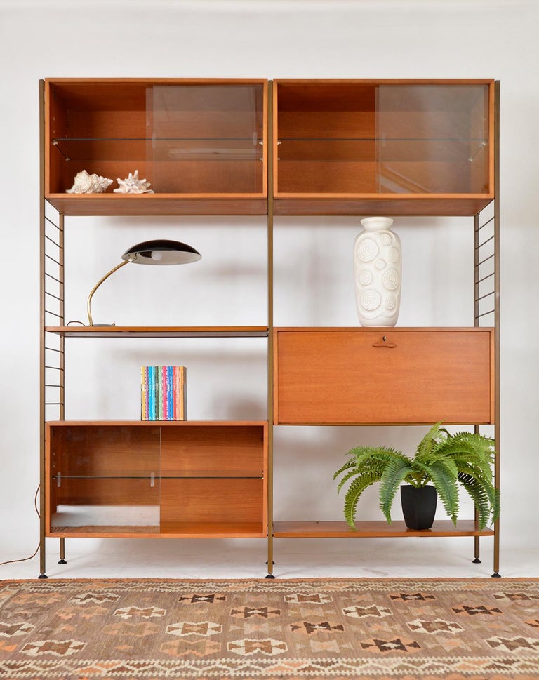 60s Staples Ladderax Freestanding Modular Teak Shelving System Room ...