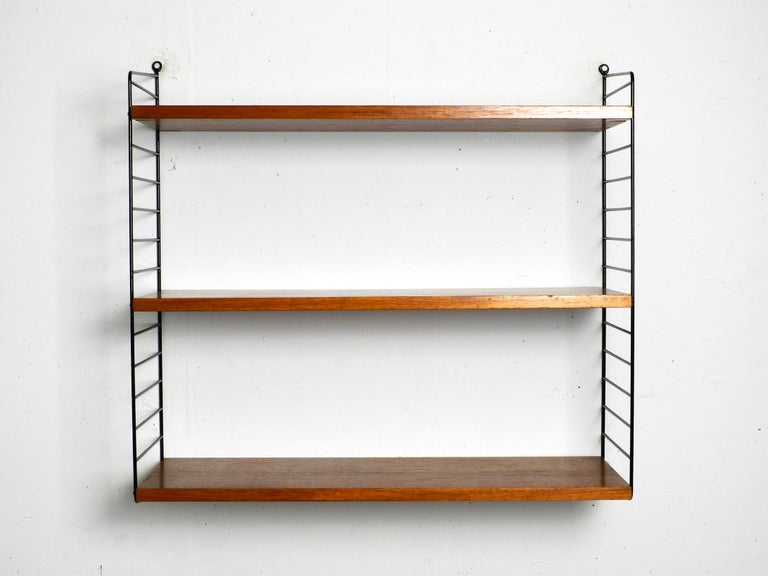 1960s Teak Nisse Strinning Wall Hanging Shelf with 3 Shelves For Sale ...