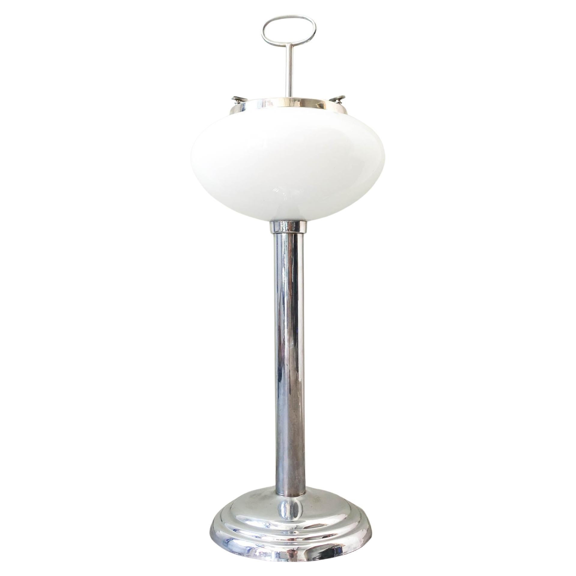 60’s Pink Portuguese Opaline Glass Ashtray Lamp For Sale at 1stDibs