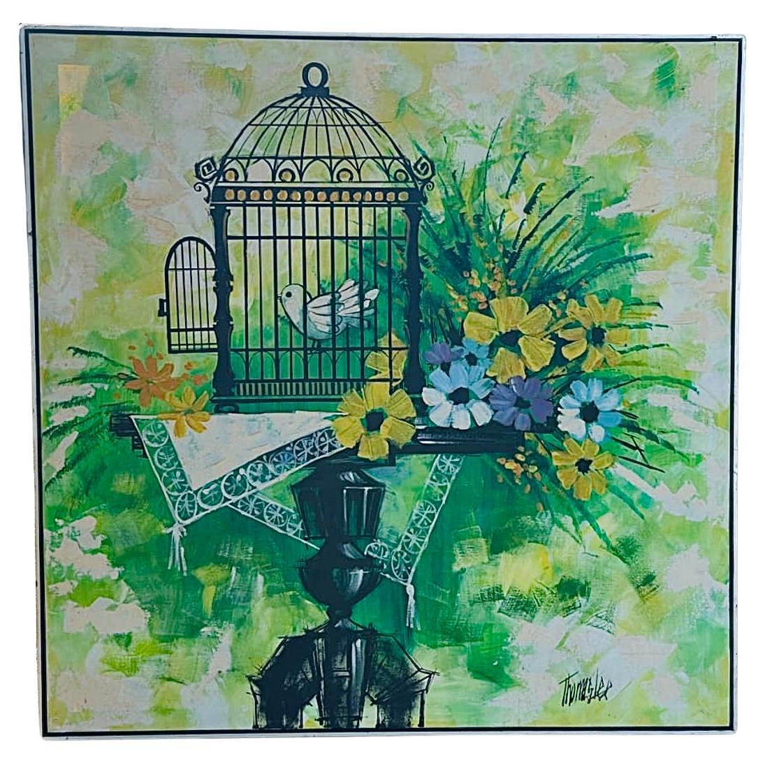 60s Mid Century Heshi Yu Abstract Cityscape Naive Chinese Modernist ...