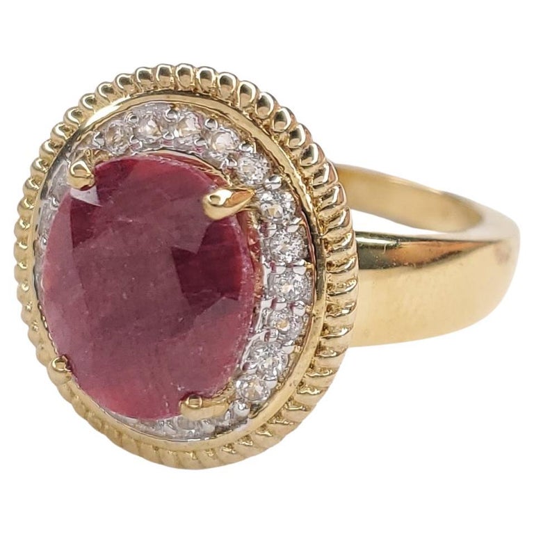 6.12cttw Dyed Ruby and White Diamond Sterling Silver Ring at 1stDibs