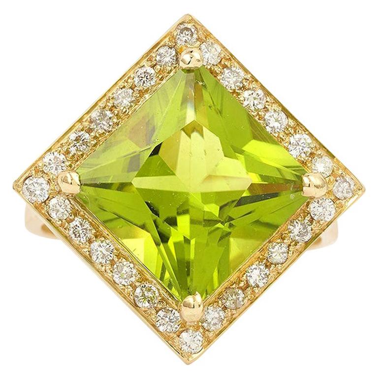 Peridot Diamonds Enamel 18 Karat Yellow Gold Suite For Sale at 1stDibs