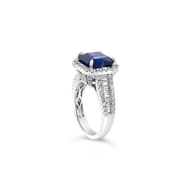 6.14ct Royal Blue Octagonal Natural Sapphire Ring, GIA, with 1.36ctw ...