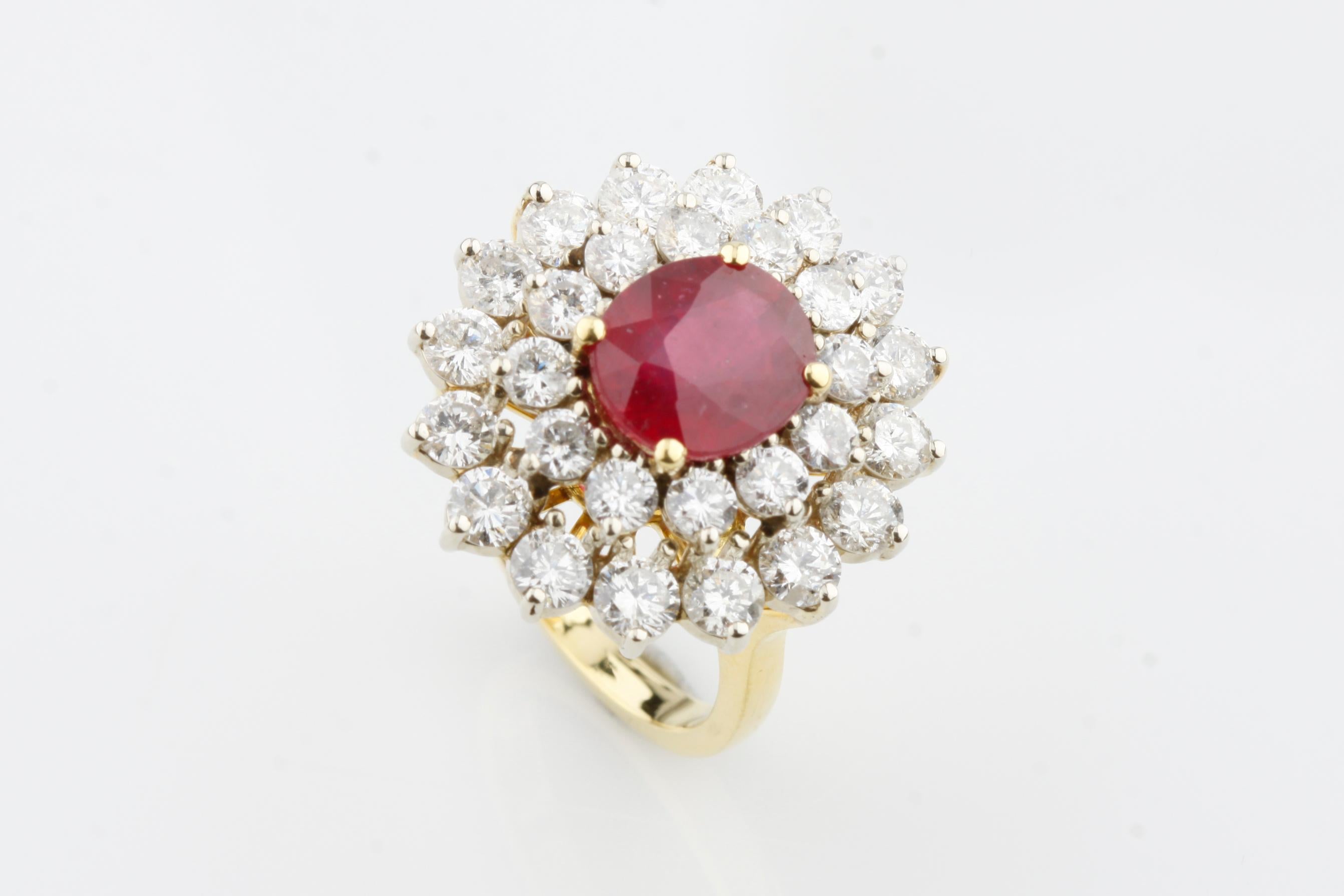 6.15 Carat Ruby Solitaire Ring with Diamond Accents Yellow Gold at ...