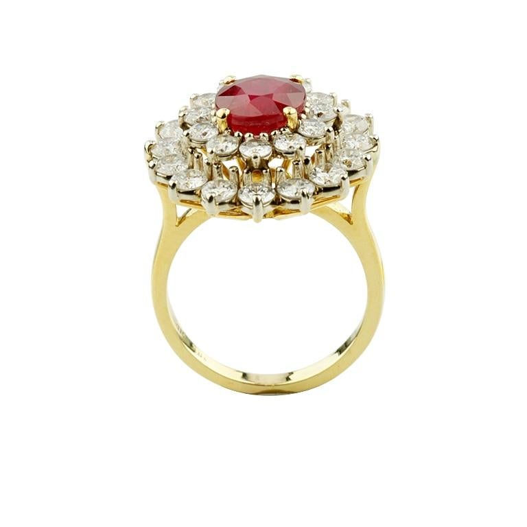 6.15 Carat Ruby Solitaire Ring with Diamond Accents Yellow Gold at ...