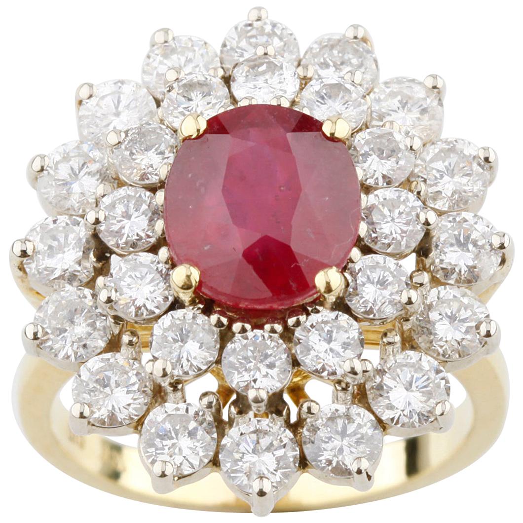 6.15 Carat Ruby Solitaire Ring with Diamond Accents Yellow Gold at ...