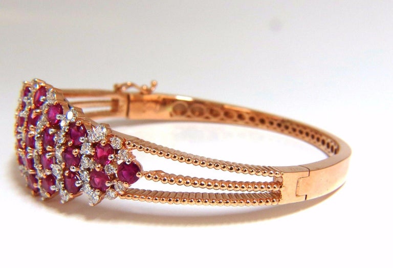 6.16 Carat Natural Round Cut Ruby Diamonds Bangle Bracelet 14 Karat ...