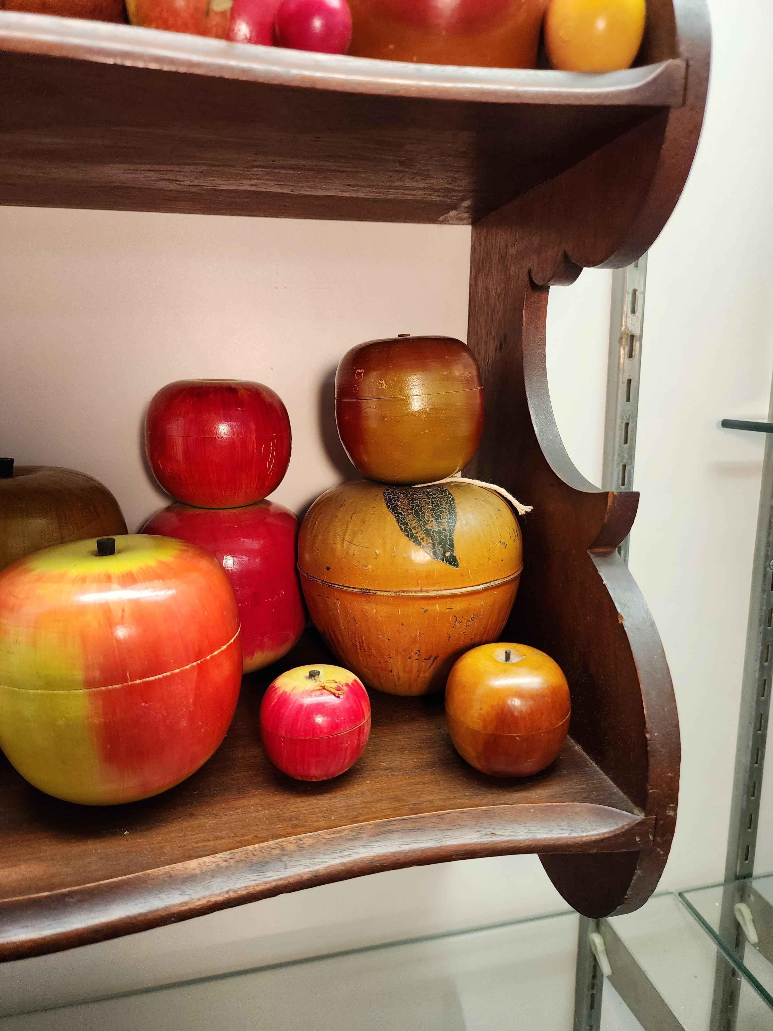 58 Vintage Folk Art Hand Painted Apple Collection and Display, Circa 1890-1950 For Sale at 1stDibs